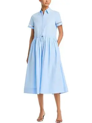 Fabiana Filippi Silk Short Sleeve Shirt Dress - Light Blue