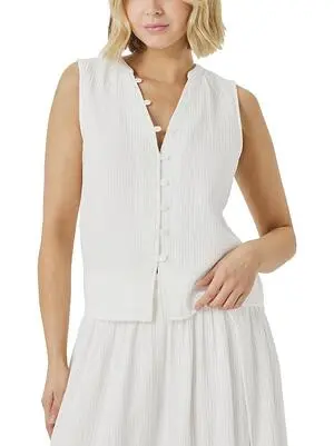 Splendid Ava Gauze Button Front Tank - White