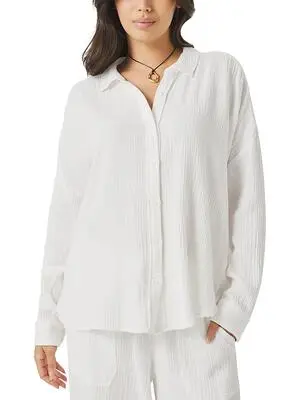 Splendid Ava Gauze Button Down Shirt - White