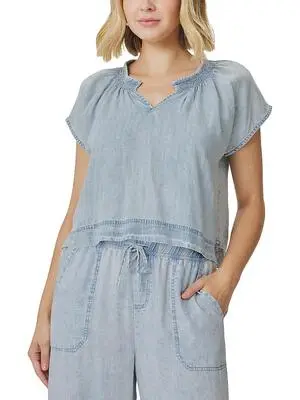 Splendid Meadow Cropped Blouse - Bleached Indigo