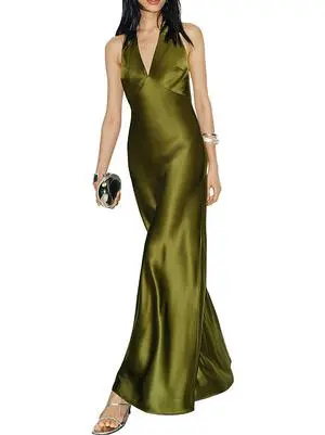 REFORMATION Daniela Silk Dress - Pear
