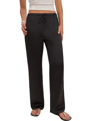 REFORMATION Olina Silk Pants - Black