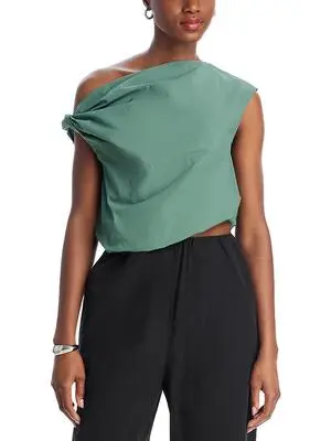 Paris Georgia Alice One Shoulder Top - Duck Green