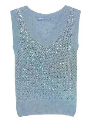Ermanno Scervino Embellished V-neck Vest - Blue