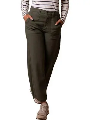 CELTIC & CO. Wide Leg Pleat Front Pant - Khaki