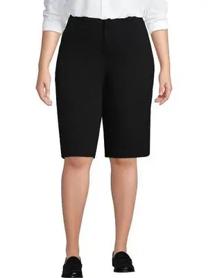 LANDS' END Elastic Back Classic 12" Chino Shorts - Black