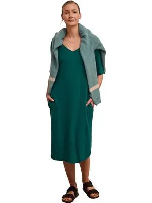 CELTIC & CO. Linen Blend V-neck Midi Dress - Teal