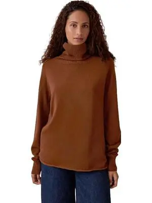 CELTIC & CO. Supersoft Slouchy Roll Neck Sweater - Toffee