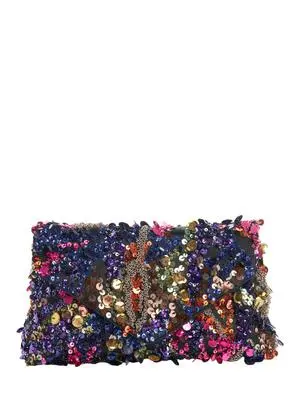Dries Van Noten Sequin Embellished Clutch - Orange/blue Multi