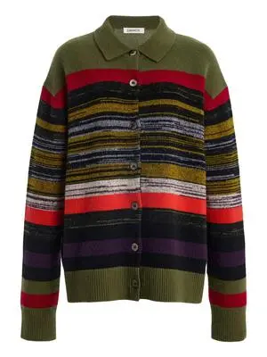 ZANKOV Cashmere Striped Polo Cardigan - Stripe