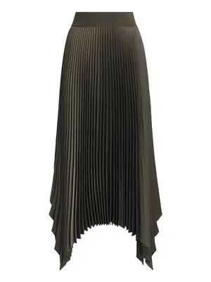 JOSEPH Crepe Plissé Ade Midi Skirt - Green