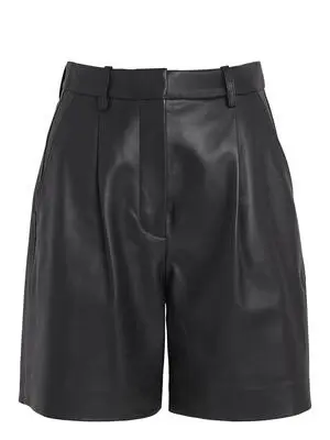 JOSEPH Suze Leather Shorts - Black