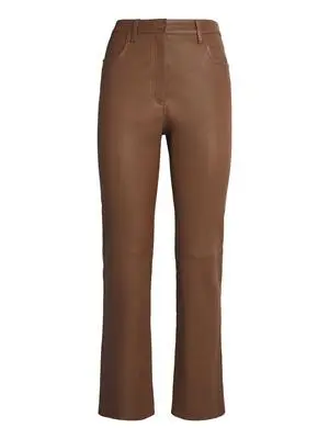 JOSEPH Leather Duke Trousers - Brown