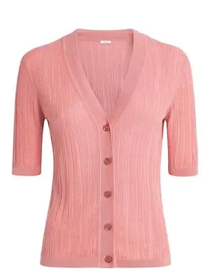 JOSEPH Silk-cotton Knit Cardigan - Pink