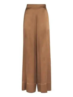 JOSEPH Silk Satin Trousers - Brown