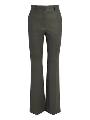 JOSEPH Tafira Flared Leather Trousers - Green