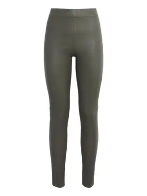 JOSEPH Lambskin Stretch Leggings - Green