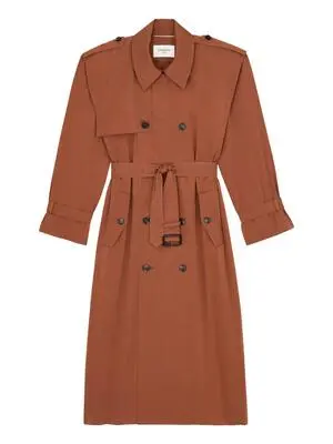 Saint Laurent Cotton-silk Oversized Trench Coat - Brown