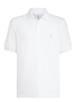 Brunello Cucinelli Cotton Logo Polo Shirt - White