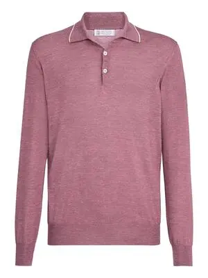 Brunello Cucinelli Cashmere-silk-hemp Polo Shirt - Red