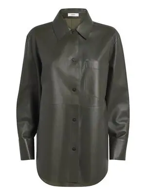 JOSEPH Leather Overshirt - Green
