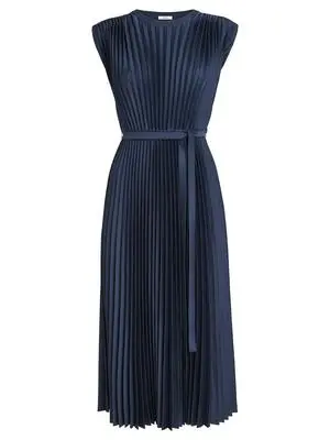 JOSEPH Volta Knit Weave Plissé Midi Dress - Blue