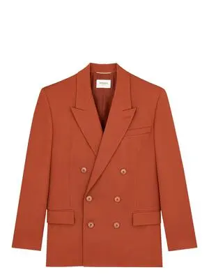Saint Laurent Wool Gabardine Double-breasted Blazer - Red