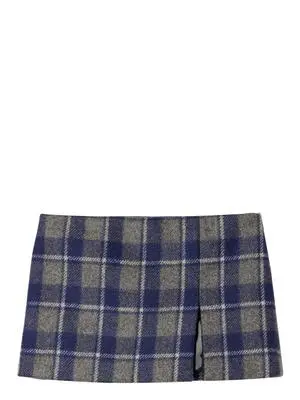 Miu Miu Wool Check Mini Skirt - Grey