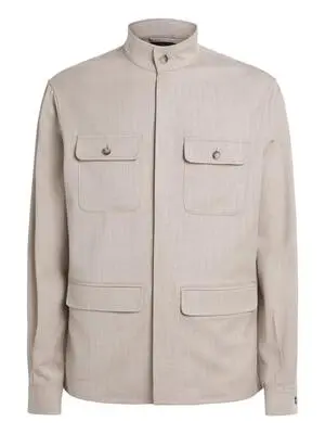 Paul & Shark Wool-blend Twin-pocket Overshirt - Beige