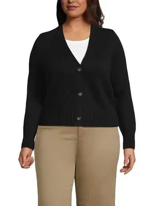 LANDS' END Drifter V-Neck Dress Cardigan Sweater