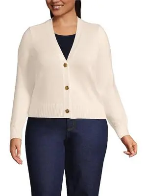 LANDS' END Drifter V-Neck Dress Cardigan Sweater