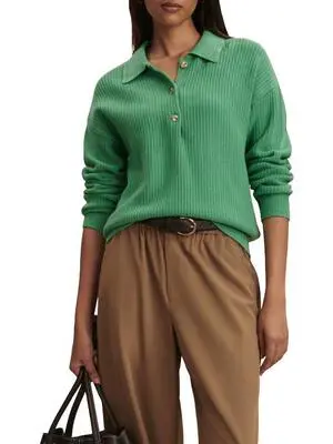 Varley Marlie Knit Polo Sweater - Green Spruce