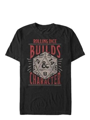 DUNGEONS & DRAGONS Rolling Dice Builds Character T-shirt - Black