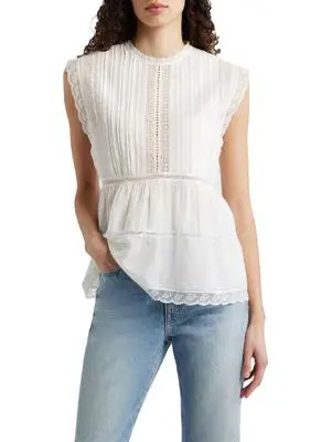The Great. Sonnet Lace Inset Top - True White