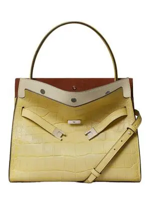 TORY BURCH Lee Radziwill Croc Embossed Leather Tote