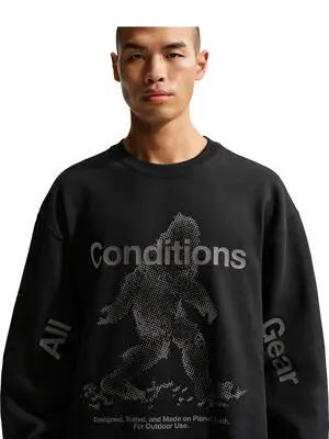 Nike Tuff Fleece" Therma-fit Pullover Crew-neck Sweatshirt - Black
