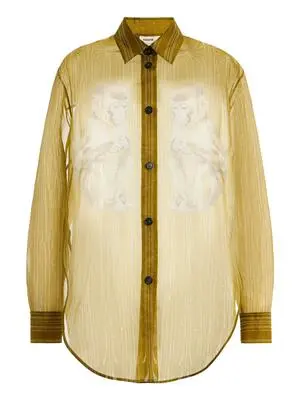 Khaite Goya Silk-organza Top - Olive