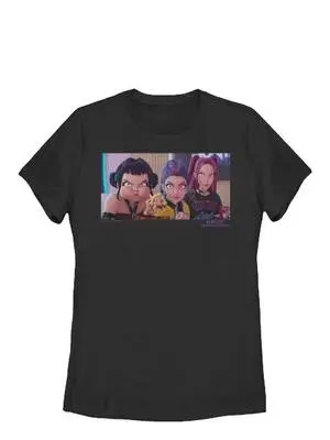KPOP DEMON HUNTERS Angry Trio Scene Graphic T-shirt - Black