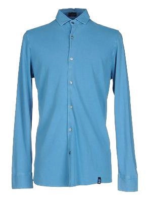 DRUMOHR Man Shirt Slate Blue Size S Cotton Blue