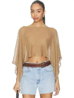 MORE TO COME Orson Knit Poncho - Tan