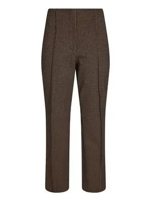 Veronica Beard Kean Cropped Houndstooth Flared Pants - Brown