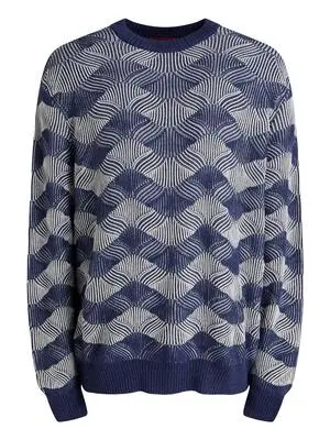 Missoni Jacquard-knit Wool And Cotton-blend Sweater - Navy