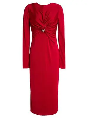 Versace Embellished Twisted Satin-jersey Dress - Crimson