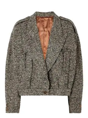 BLAZÉ MILANO Popoff Serama Herringbone Wool-blend Jacket - Black