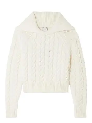 PATOU Sailor Cropped Cable-knit Merino Wool Sweater - White