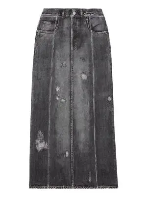 Acne Studios Denim Effect Printed Stretch-cotton Jersey Midi Skirt - Dark Gray