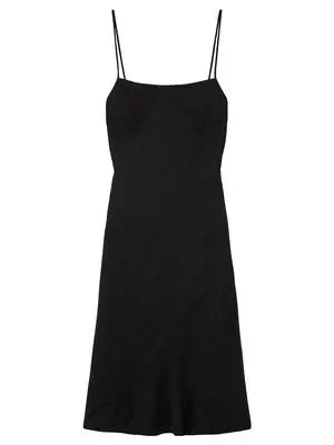 JIL SANDER Lace-paneled Satin Midi Dress - Black