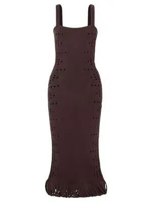 DIOTIMA Moore Fringed Pointelle-Knit Cotton-Blend Maxi Dress