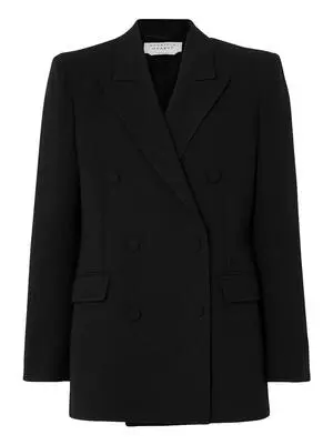 Gabriela Hearst Gavin Double-Breasted Wool-Crepe Blazer Black
