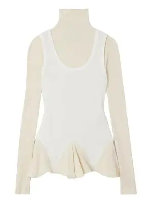 CONNER IVES Layered Ribbed Cotton Turtleneck Top